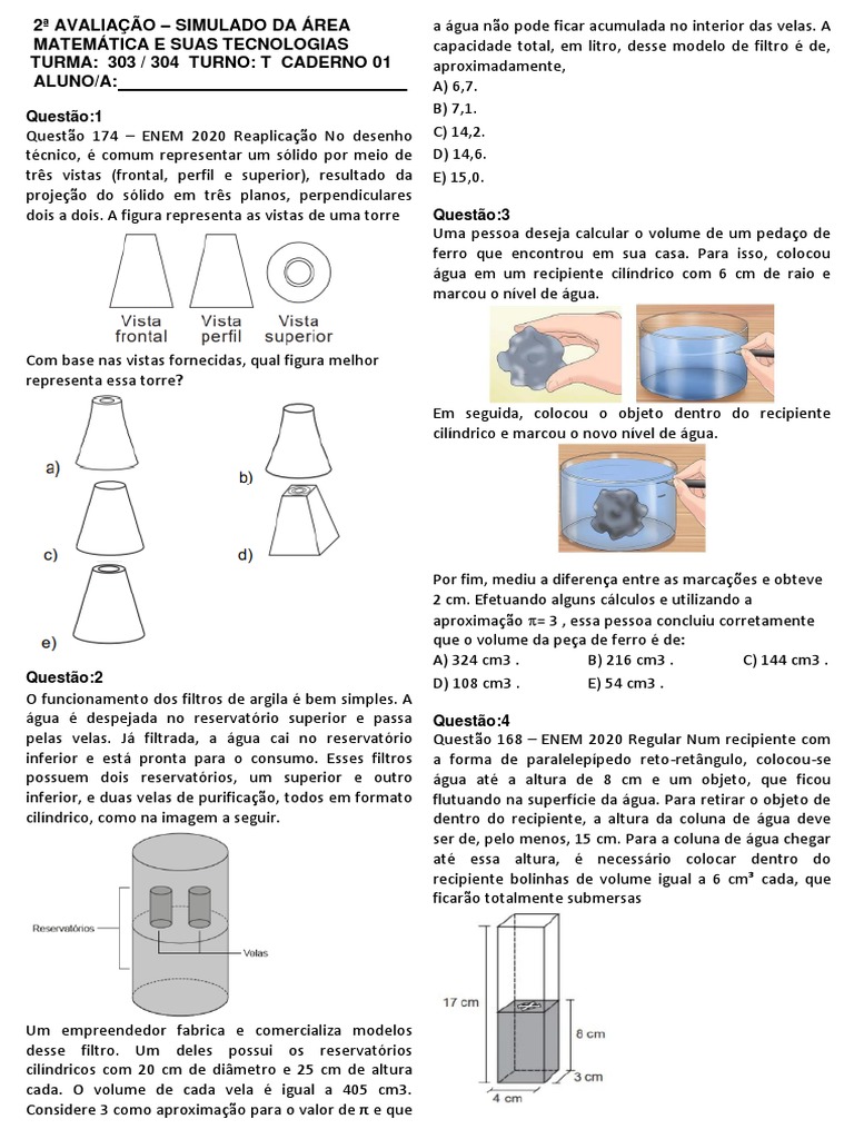 Simulado 2 Av. p1 3ºano-1 | PDF