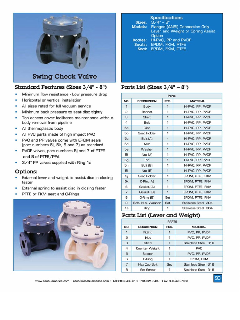 Datasheet Valvula Check Swing | PDF