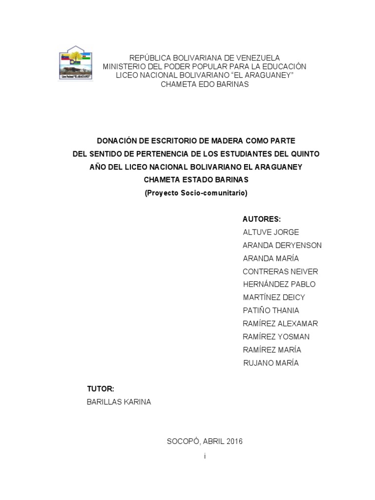 Proyecto Socio Comunitario 1 | PDF | Adultos | Institución