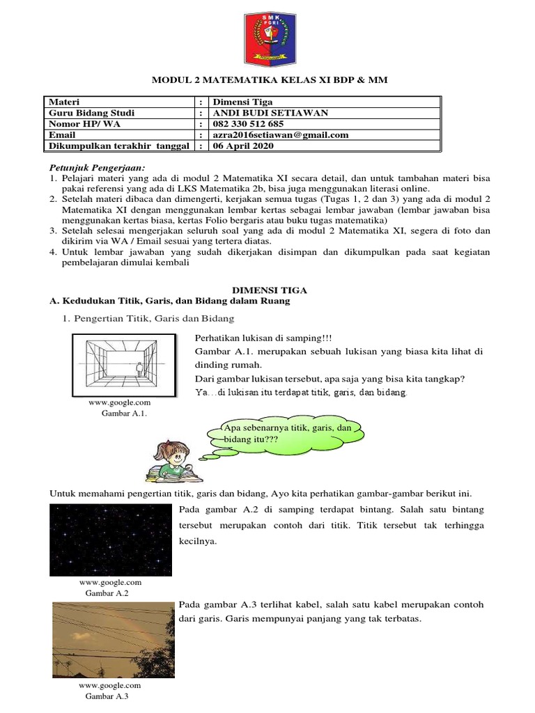 Modul 2 - Matematika - XI BDP - MM - Andi BS | PDF | Metode & Bahan Ajar