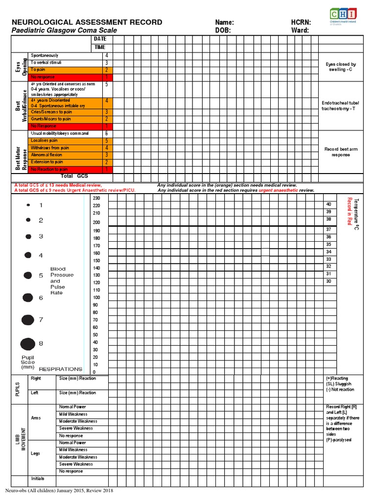 Neurological Assessment Record 2018 | PDF | Pain | Anatomical Terms Of ...