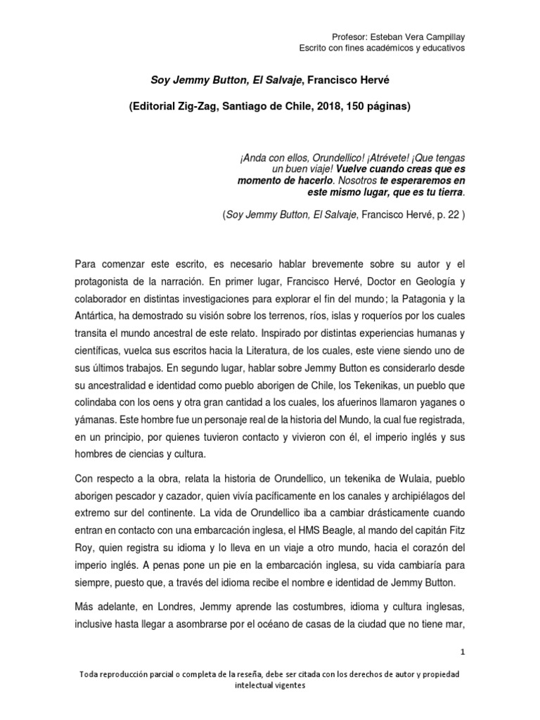 Jemmy Button: Identidad y Colonialismo | PDF | Historia | Clásicos