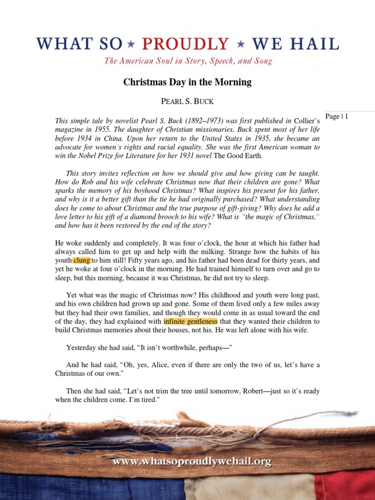 Christmas Day in The Morning Pearl Buck | PDF | Christmas