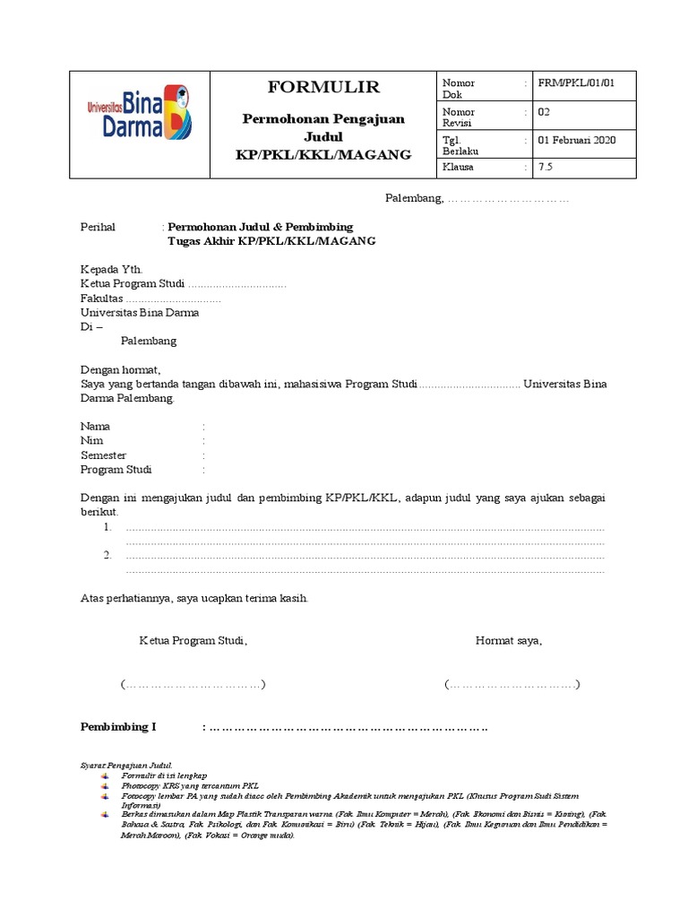 Formulir Pengajuan PKL New | PDF