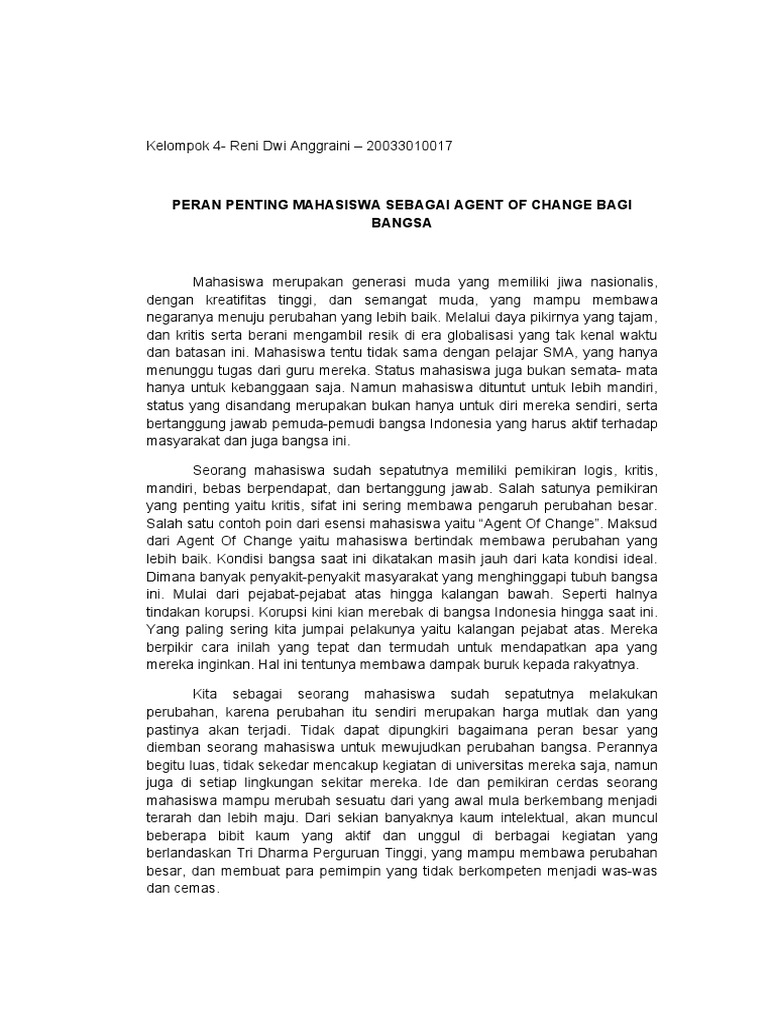 Essay Esensi Mahasiswa | PDF | Ilmu Sosial