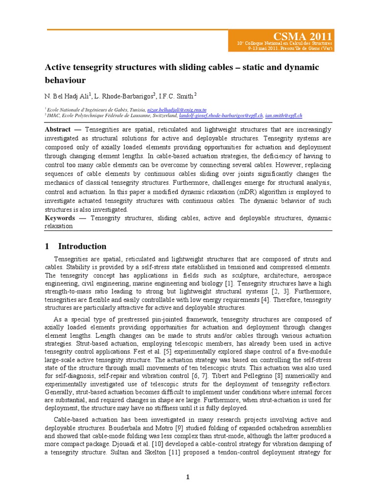 Active Tensegrity Structures With Slidin | PDF | Beam (Structure) | Force