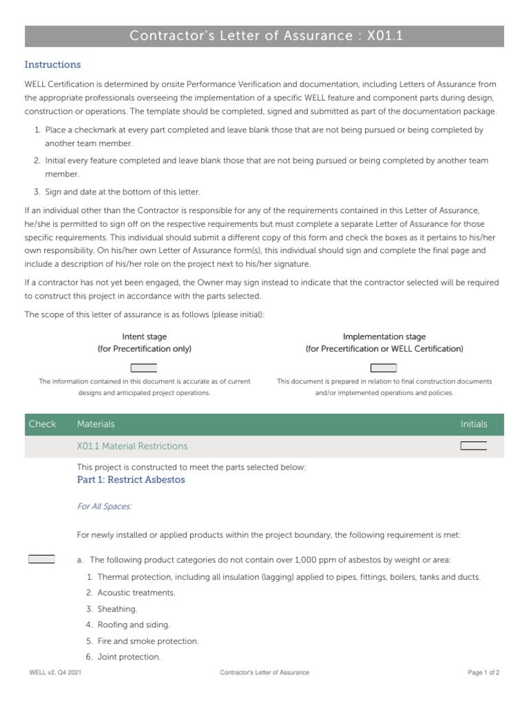 WELL v2, Q4 2021-LOA-Contractor | PDF | Thermal Insulation | Building ...