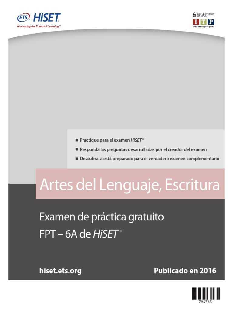 HiSet 2016 Free Practise Test Writing FPT - 6A Spanish Writing | PDF ...
