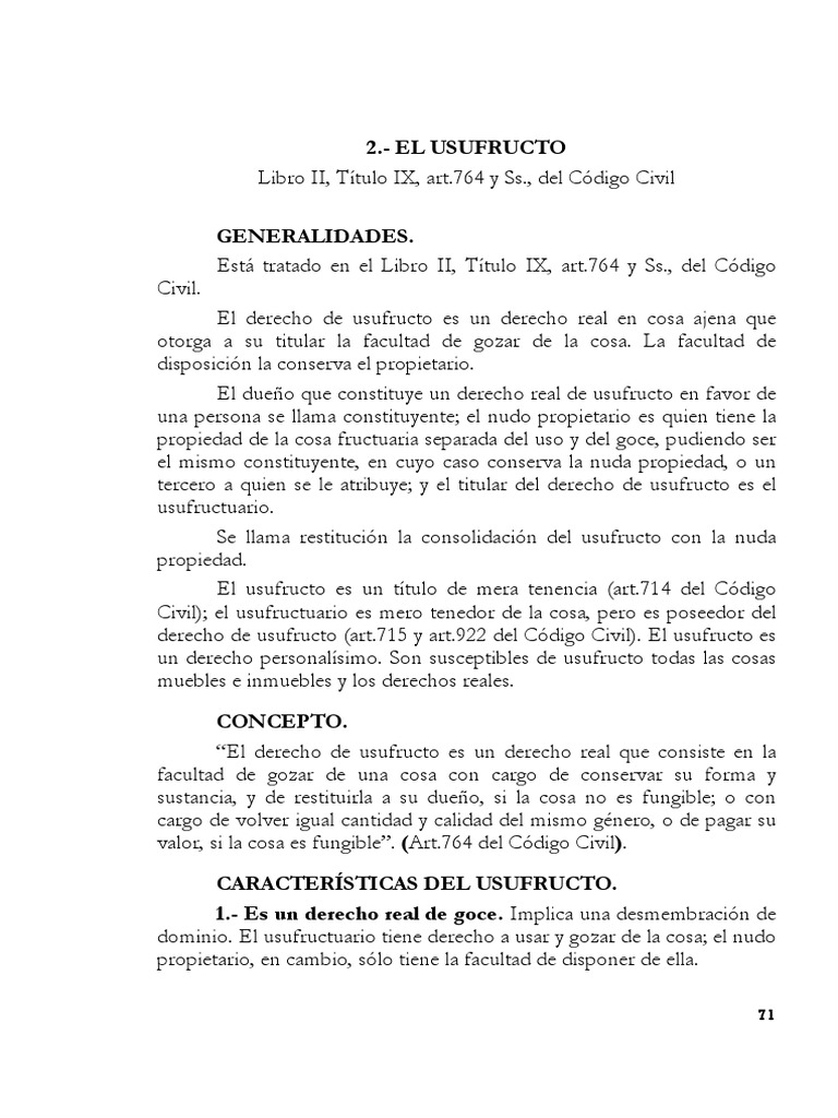 Usufructo | PDF | Propiedad | Conceptos legales