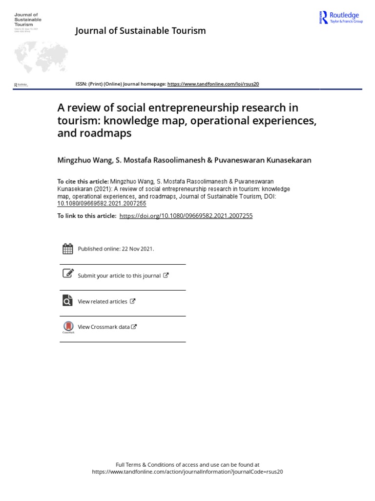A Review of Social Entrepreneurship Research in Tourism Knowledgemap ...