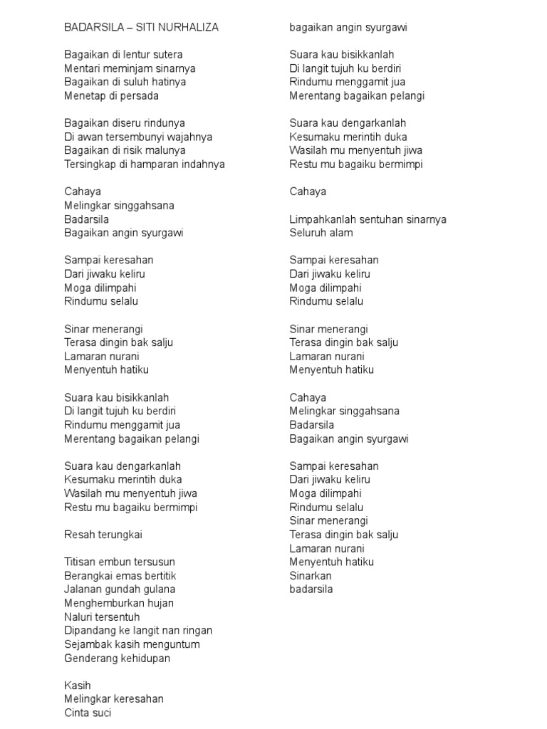 Lirik dan Makna Lagu Badarsila | PDF