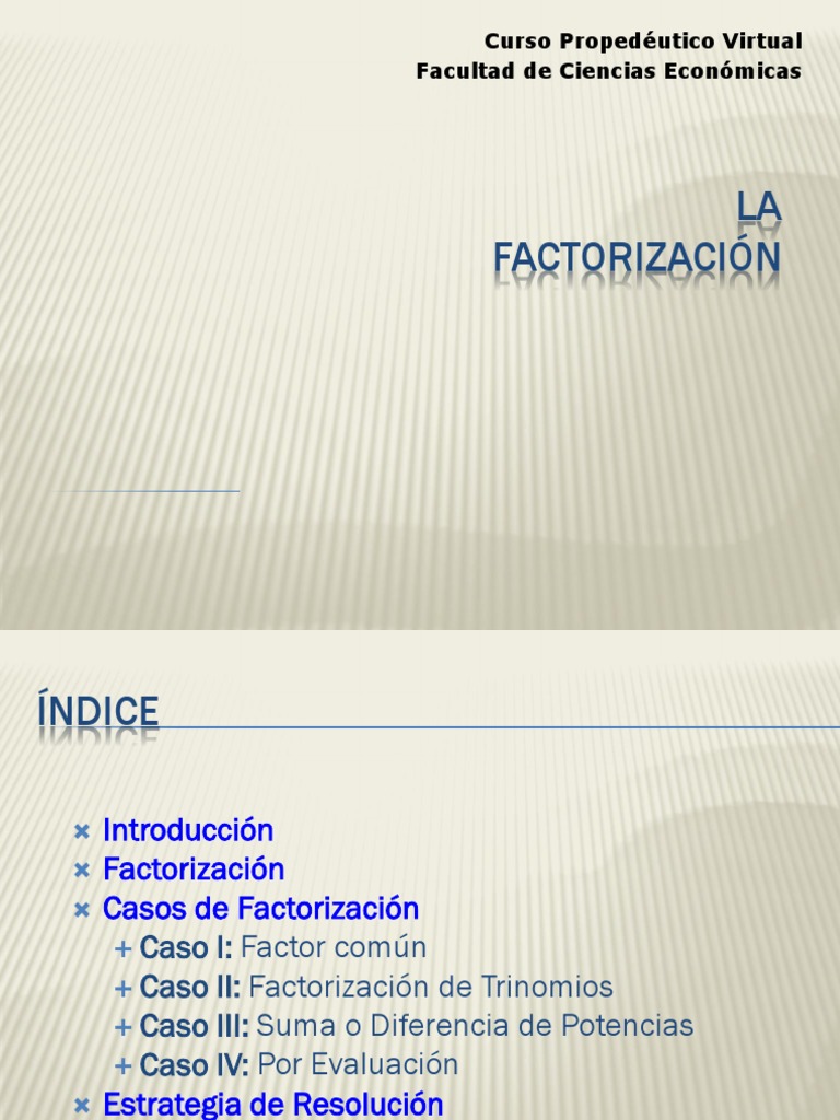 FACTORIZACIÓN | Descargar gratis PDF | Factorización | Matemática Elemental