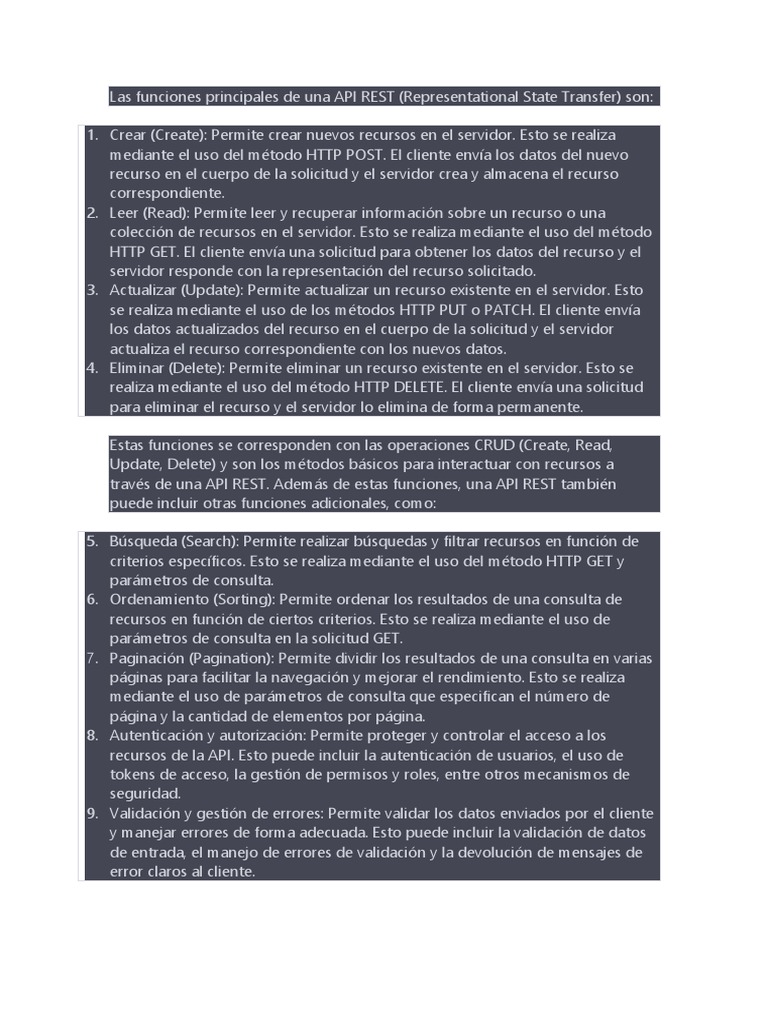 Las Funciones Principales de Una API REST | PDF | Transferencia de ...
