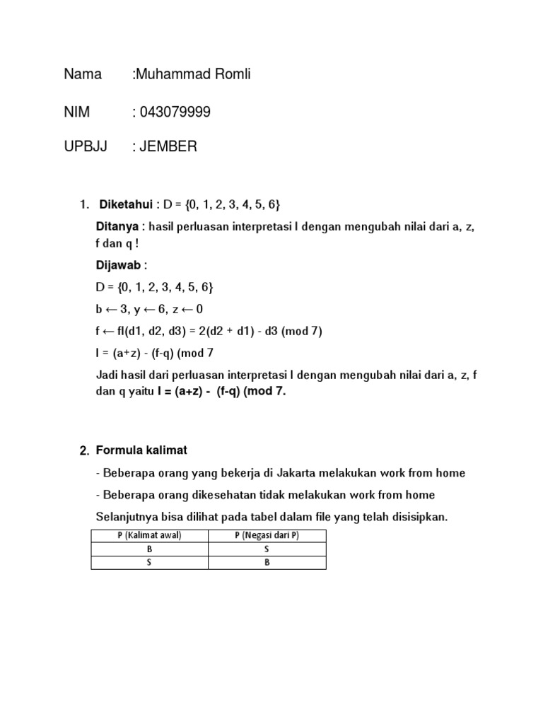 Tugas 3 Logika Informatika | PDF