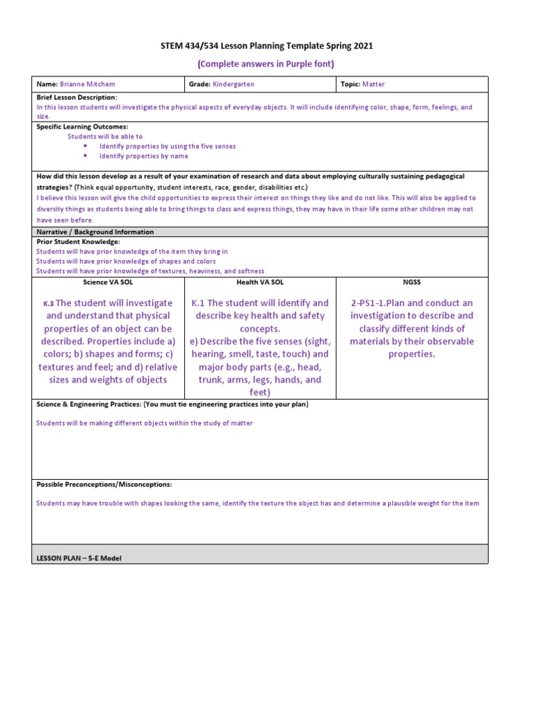Annotated-Science 205e 20lesson 20planning 20 - 20brianne 20mitchem ...