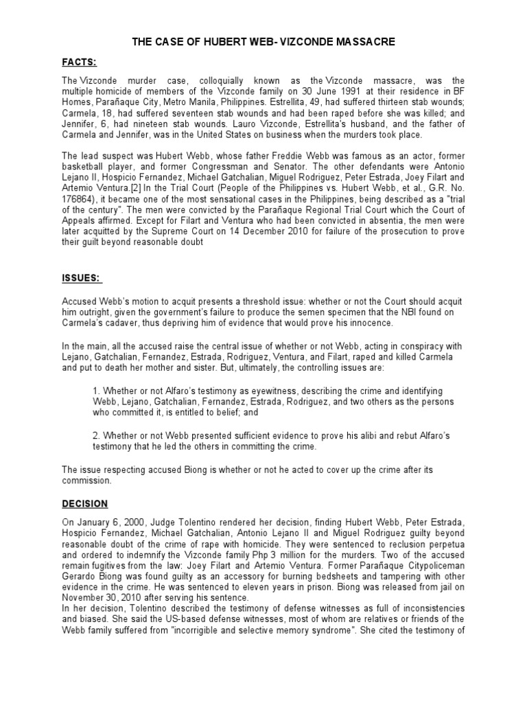 The Case of Hubert Web | PDF | Justice | Crime & Violence