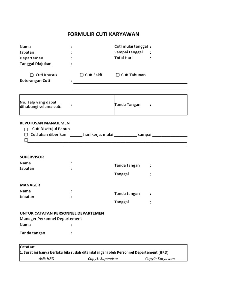 Form Cuti Karyawan | PDF