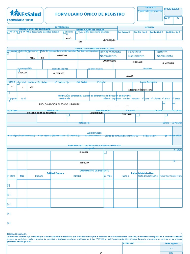 Formulario Unico 1010-1 | PDF