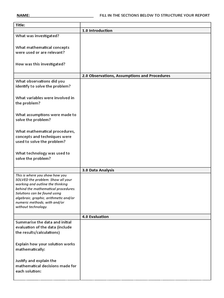 Structured Math Problem Report Template | PDF | Career & Growth | Computers