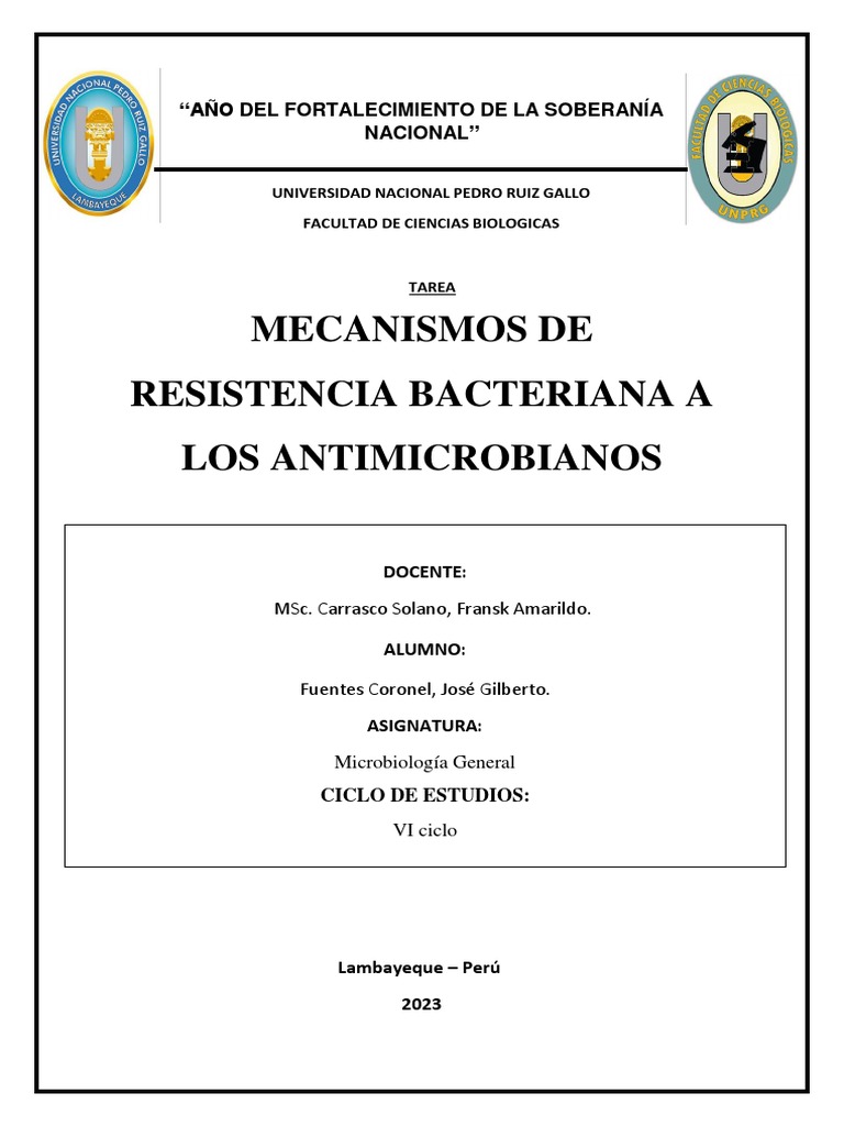 Mecanismos de Resistencia Bacteriana A Los Antimicrobianos | PDF | Las bacterias | Resistencia ...