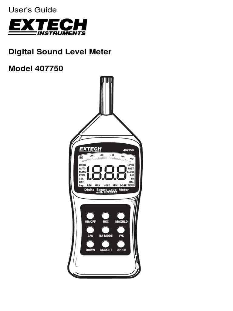 Extech 407750 Manual | PDF | Decibel | Backlight