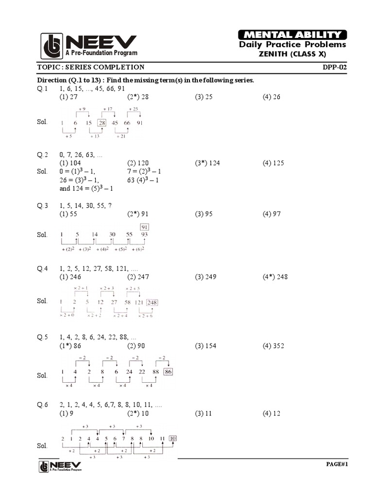 Number Series Reasoning Practice | PDF