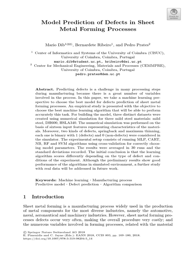 Model Prediction of Defects in Sheet Metal Forming Processes | PDF ...