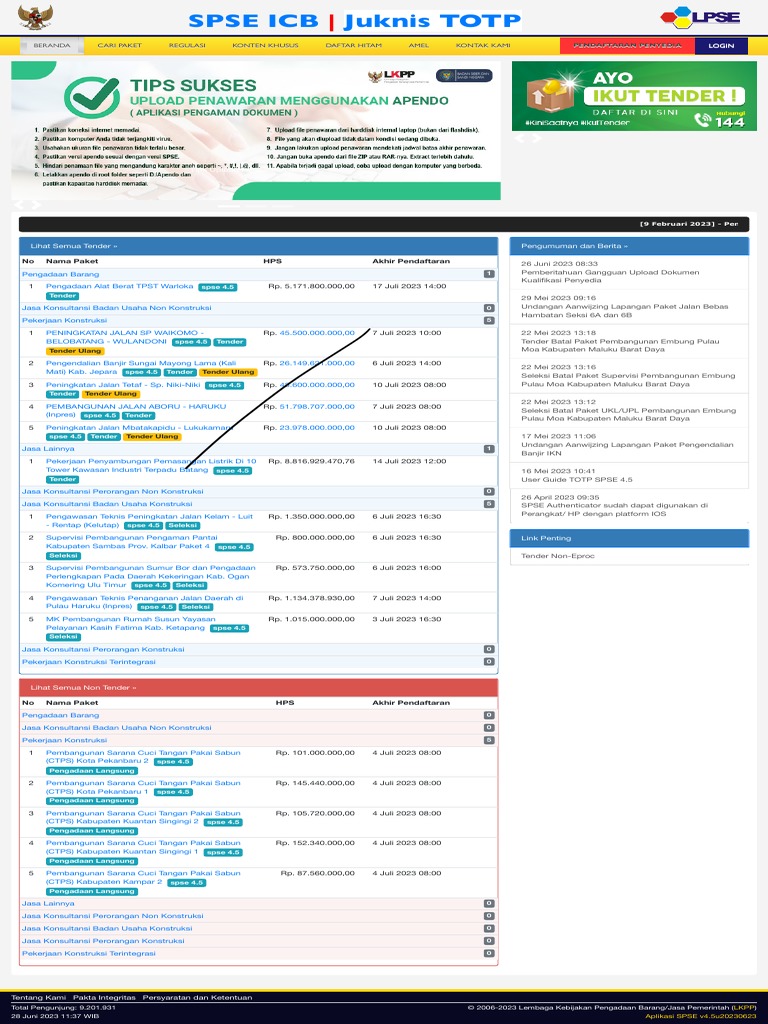 Paket Tender LPSE Kementerian Home | PDF