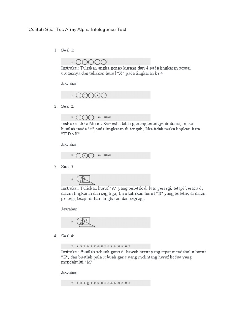 Soal Tes Army Alpha Intelegence Test | PDF | Metode & Bahan Ajar