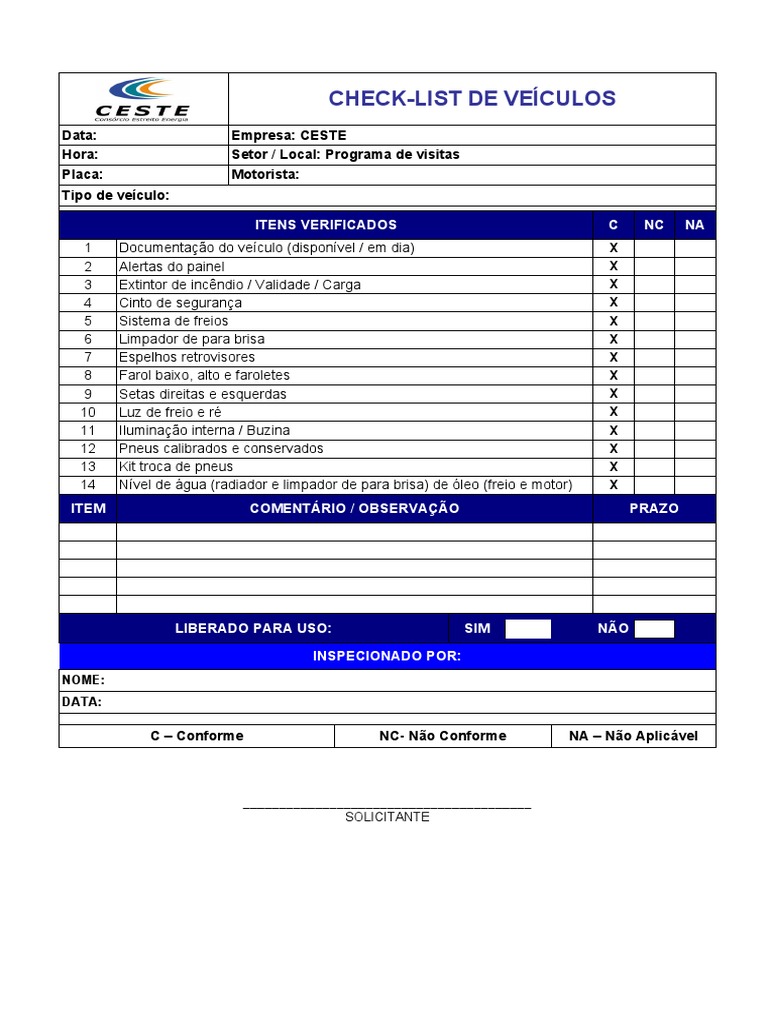 CHECK LIST - VEÍCULOS | PDF