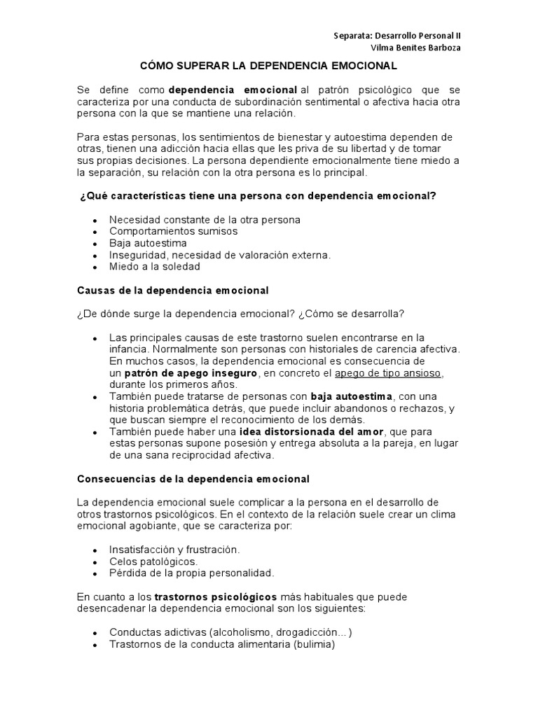 Supera la Dependencia Emocional | PDF | La dependencia de sustancias | Las emociones