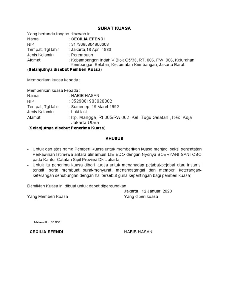 Surat Kuasa Dukcapil | PDF