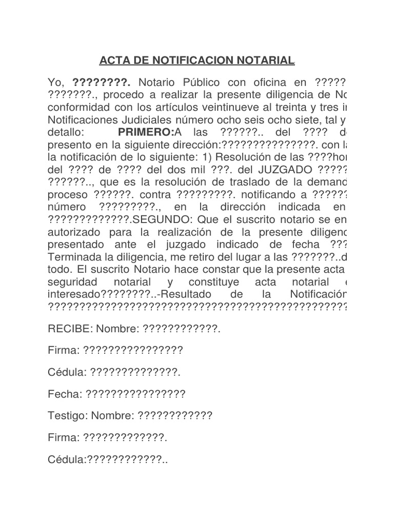 Acta de Notificacion Notarial | PDF | Derecho