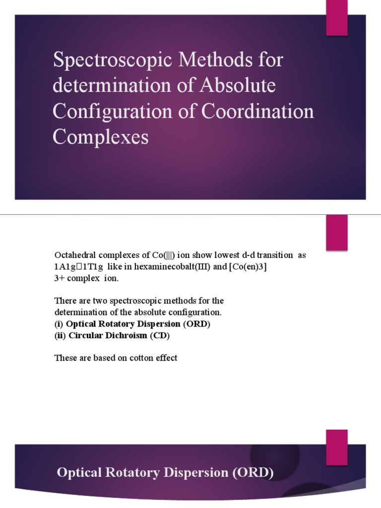 Spectroscopic Method For Cordination Complex | PDF