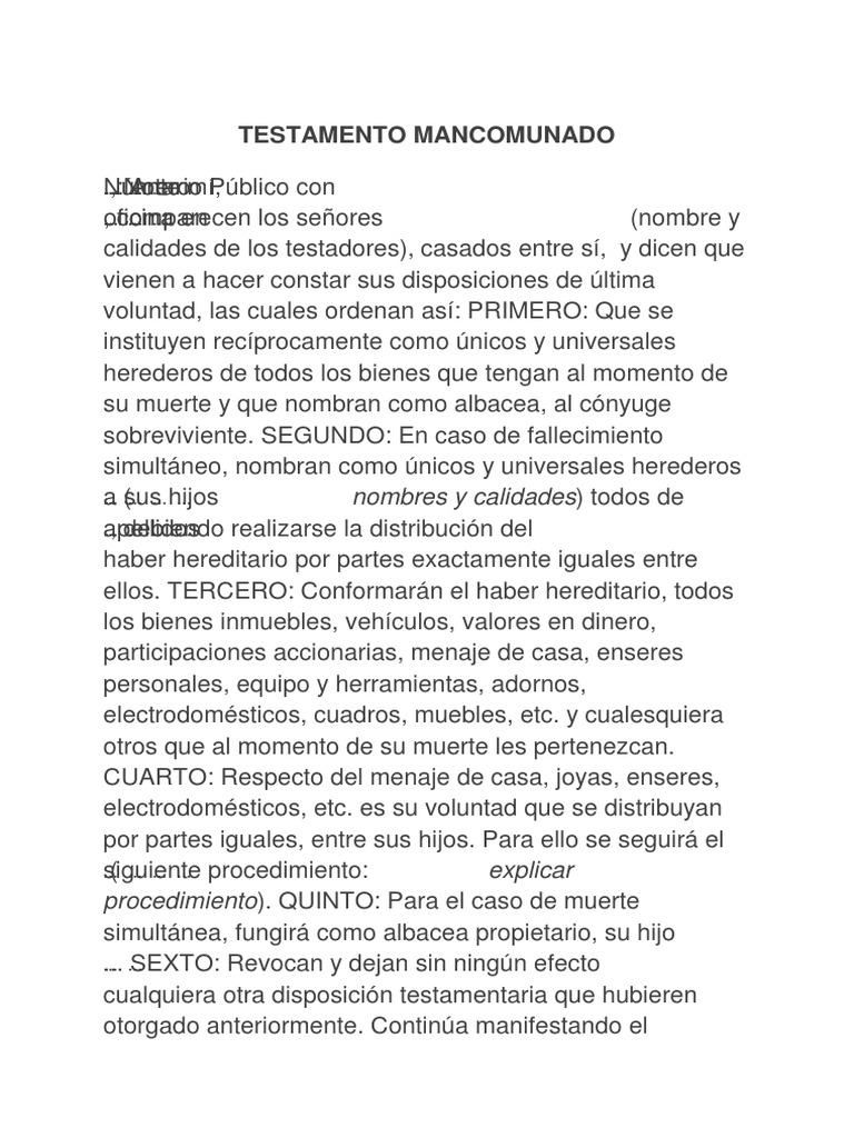 Testamento Mancomunado | PDF