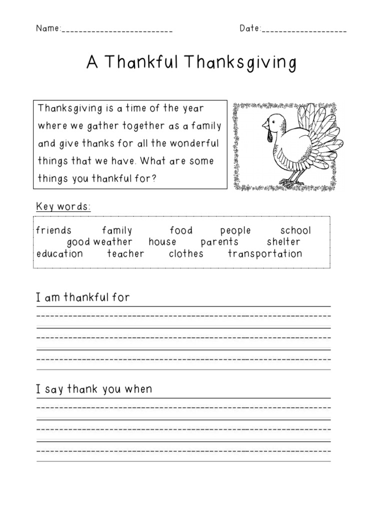 Thanksgiving Worksheet | PDF