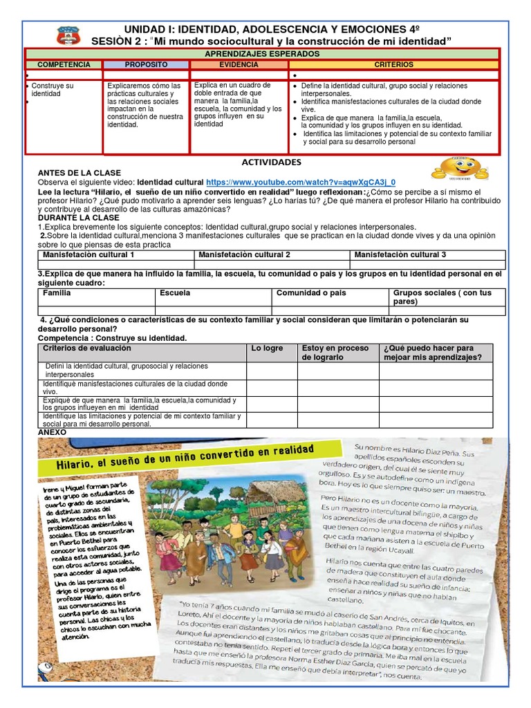 Ficha de DPCC 4º U1-S2 | PDF | Desarrollo personal | Grupo social