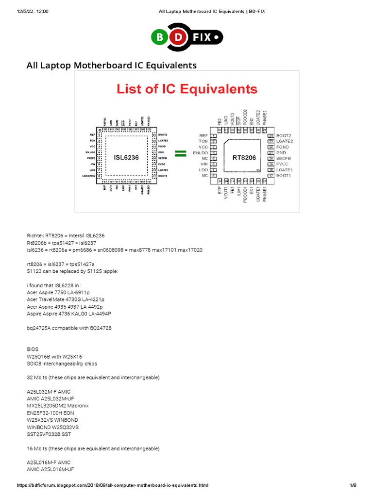 All Laptop Motherboard IC Equivalents _ BD-FIX | PDF | Personal ...