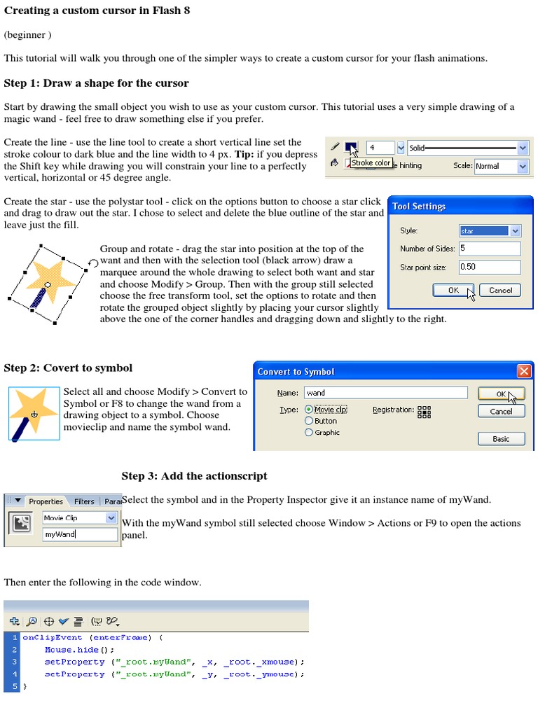 Creating A Custom Cursor in Flash 8 | PDF | Cursor (User Interface) | Adobe Flash
