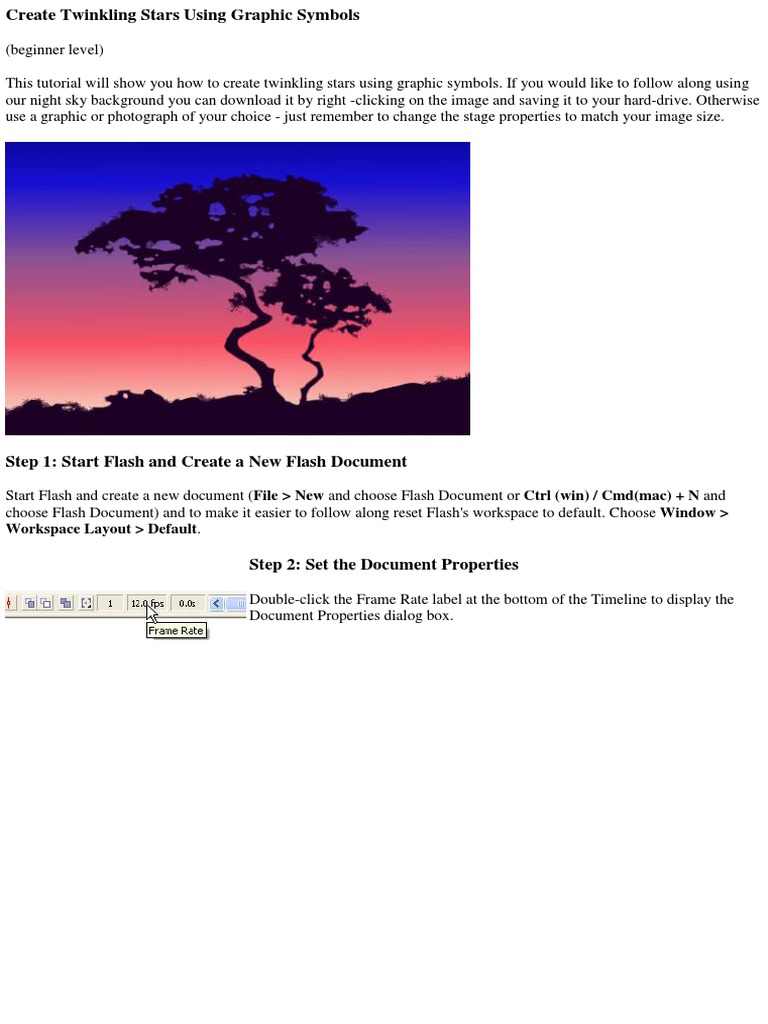Create Twinkling Stars Using Graphic Symbols in Flash | PDF | Computing | Software