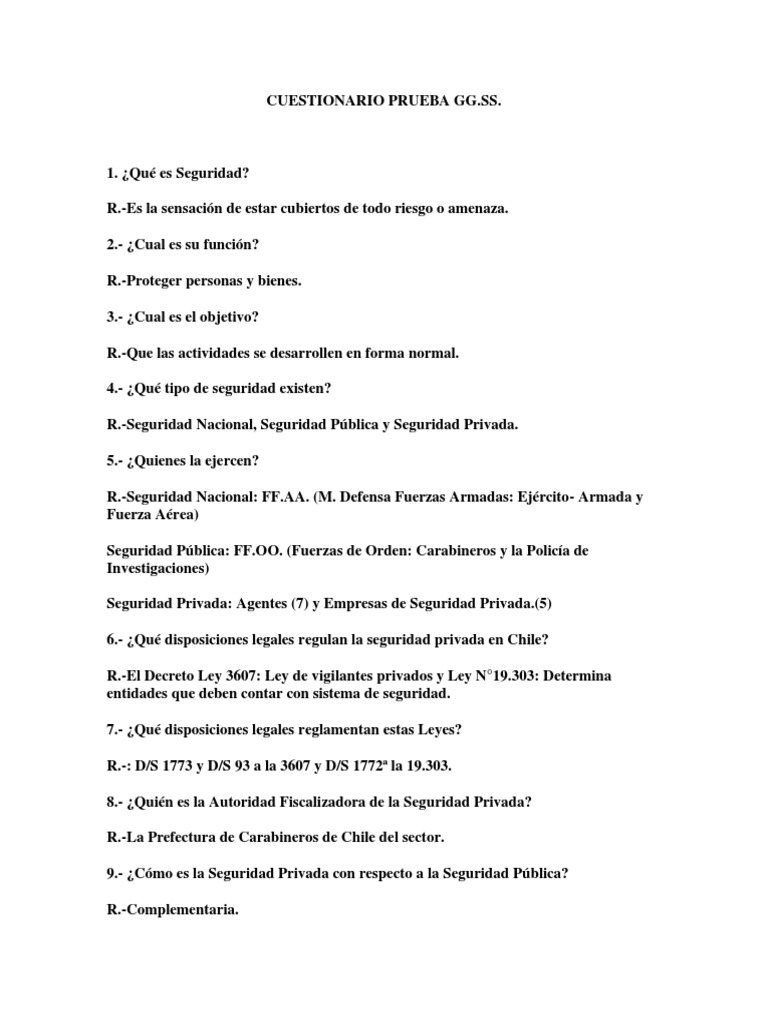 Cuestionario Prueba GG - Ss. | PDF | Robo | Robo