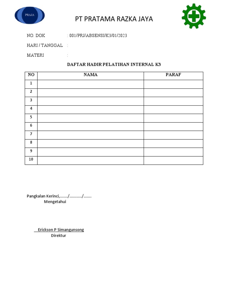 Daftar Hadir HSE MEETING | PDF