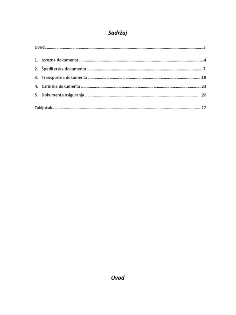 Carinski Postupci 1 Seminarski | PDF