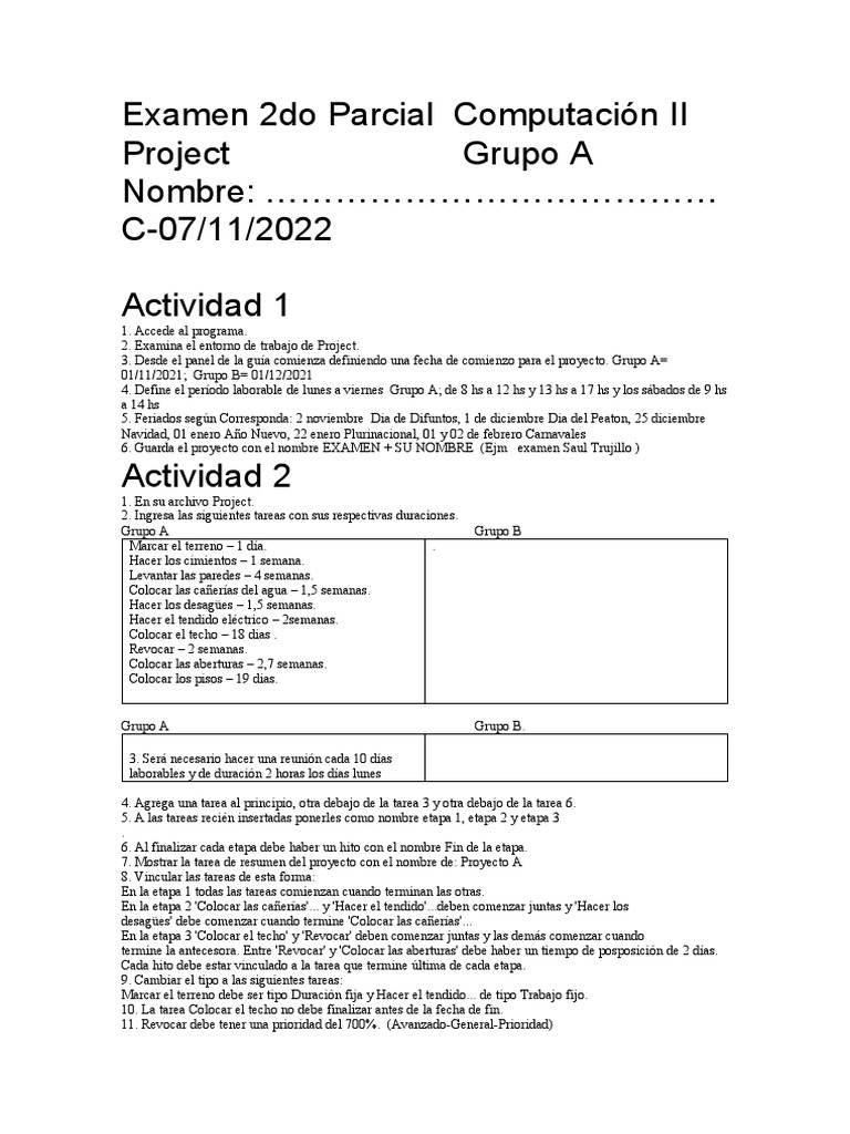 Evaluacion 2do Parcial Grupo A | PDF