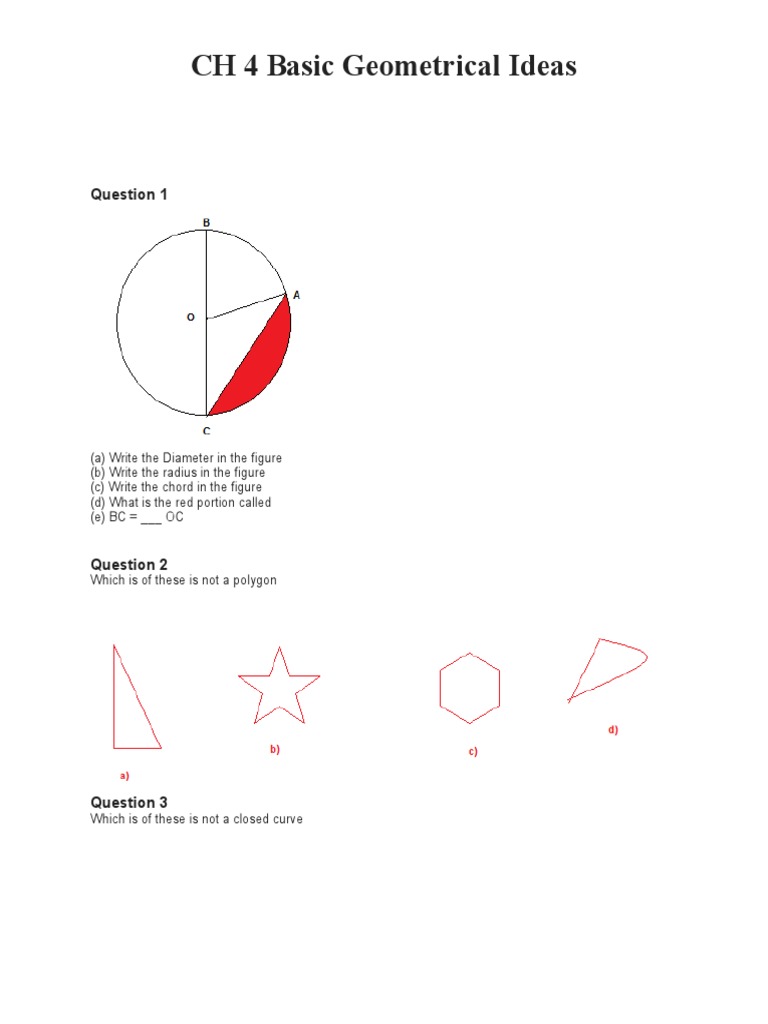 CH 4 Basic Geometrical Ideas | PDF