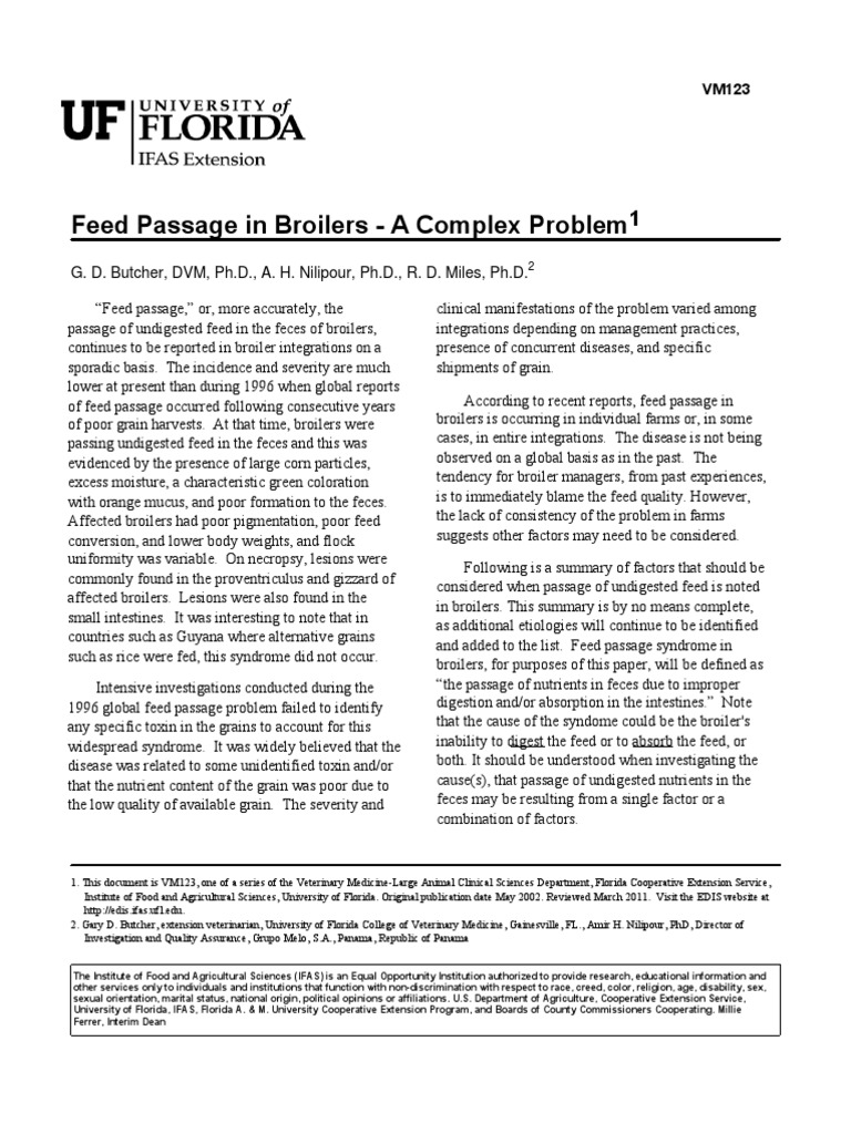 Feed Passage in Broilers | PDF | Mycotoxin | Diarrhea