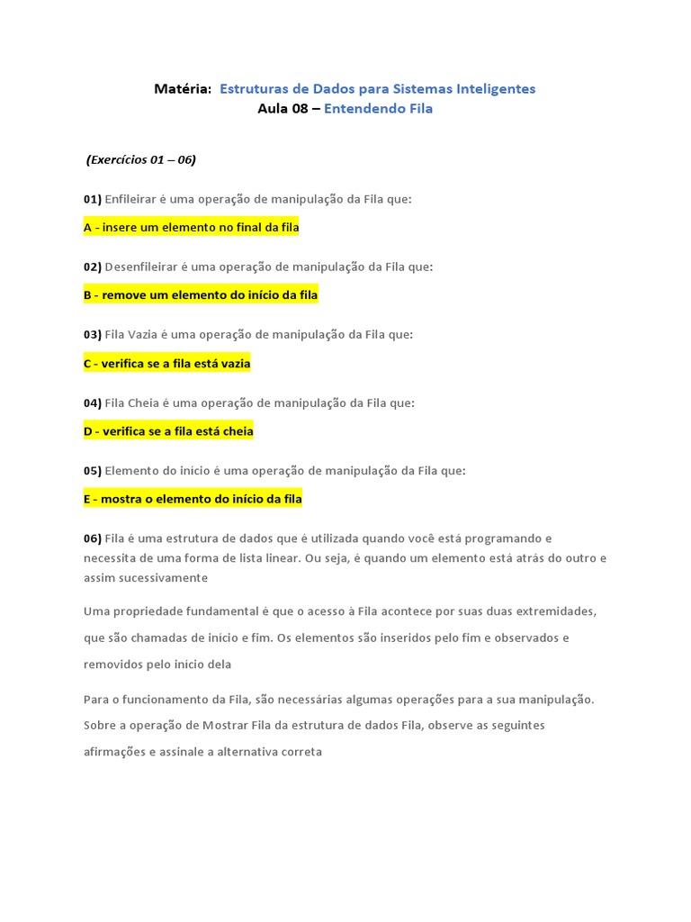 Aula 08 - Entendendo Fila | PDF