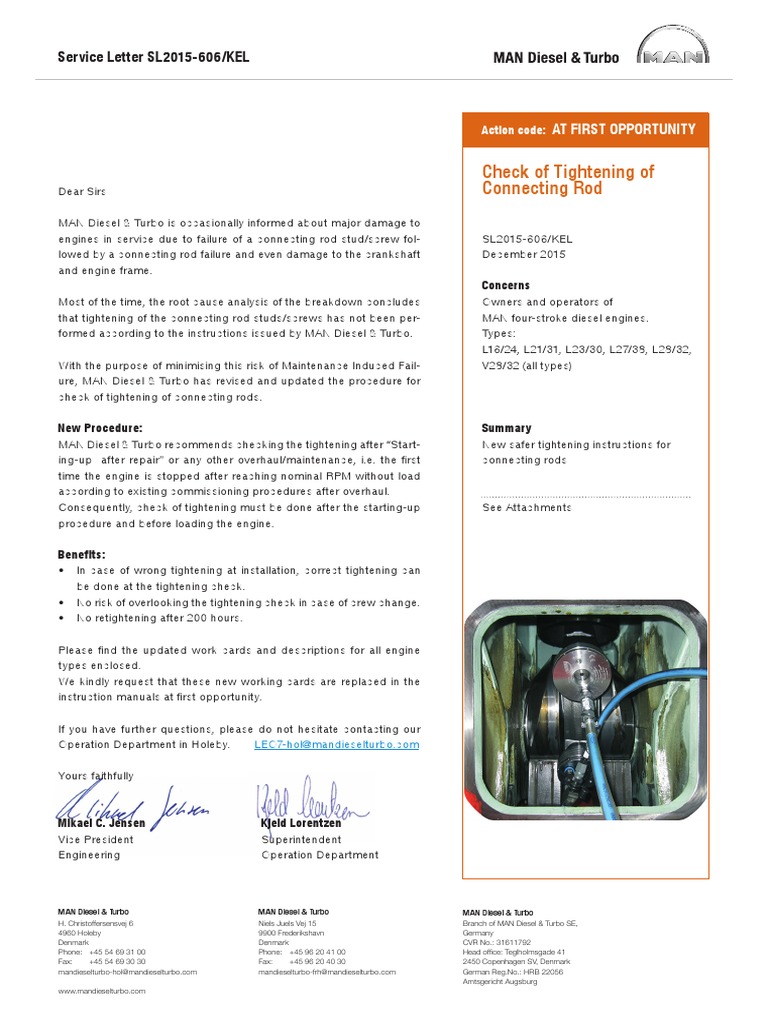 SL2015-606 Bottom End Re-tightening | PDF | Diesel Engine | Systems ...