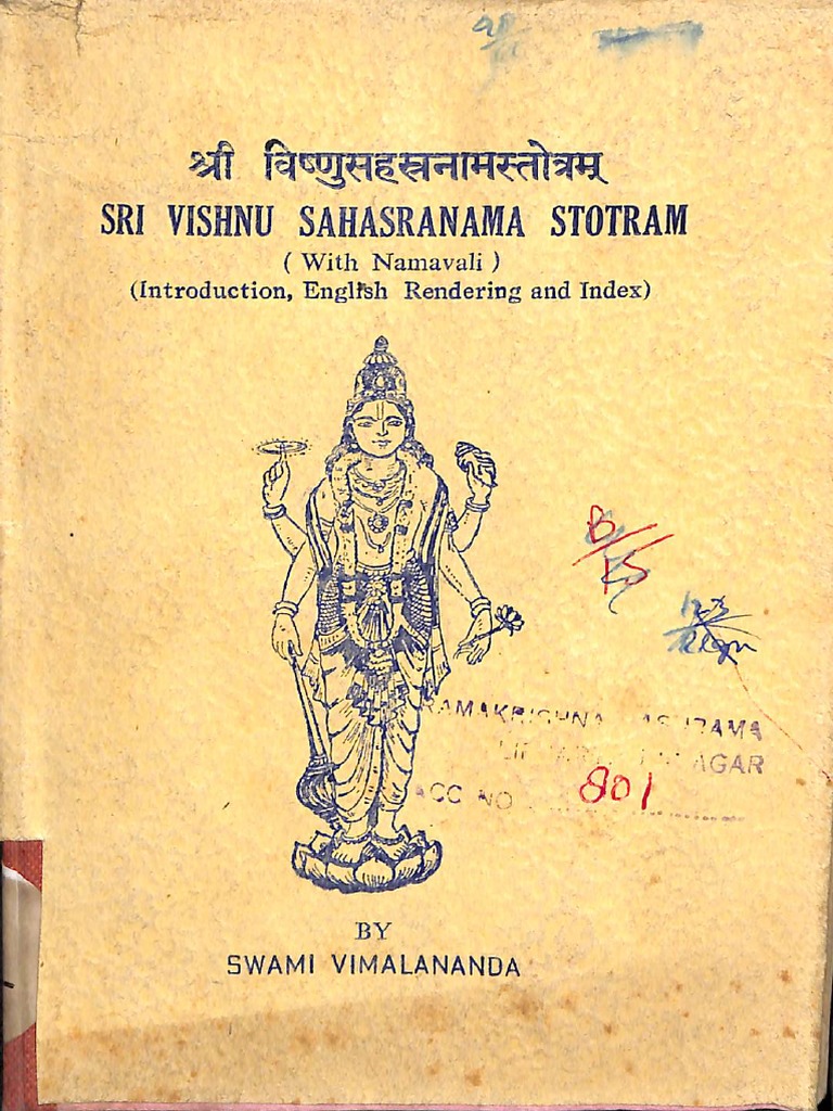 Sri Vishnu Sahasranama Stotram Vimalananda | PDF