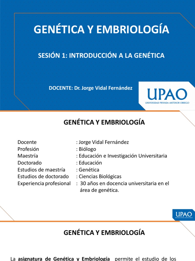 Semana 01 Teoría Genética - PPT - Introducción A La Genética | PDF | Dominancia (Genética ...